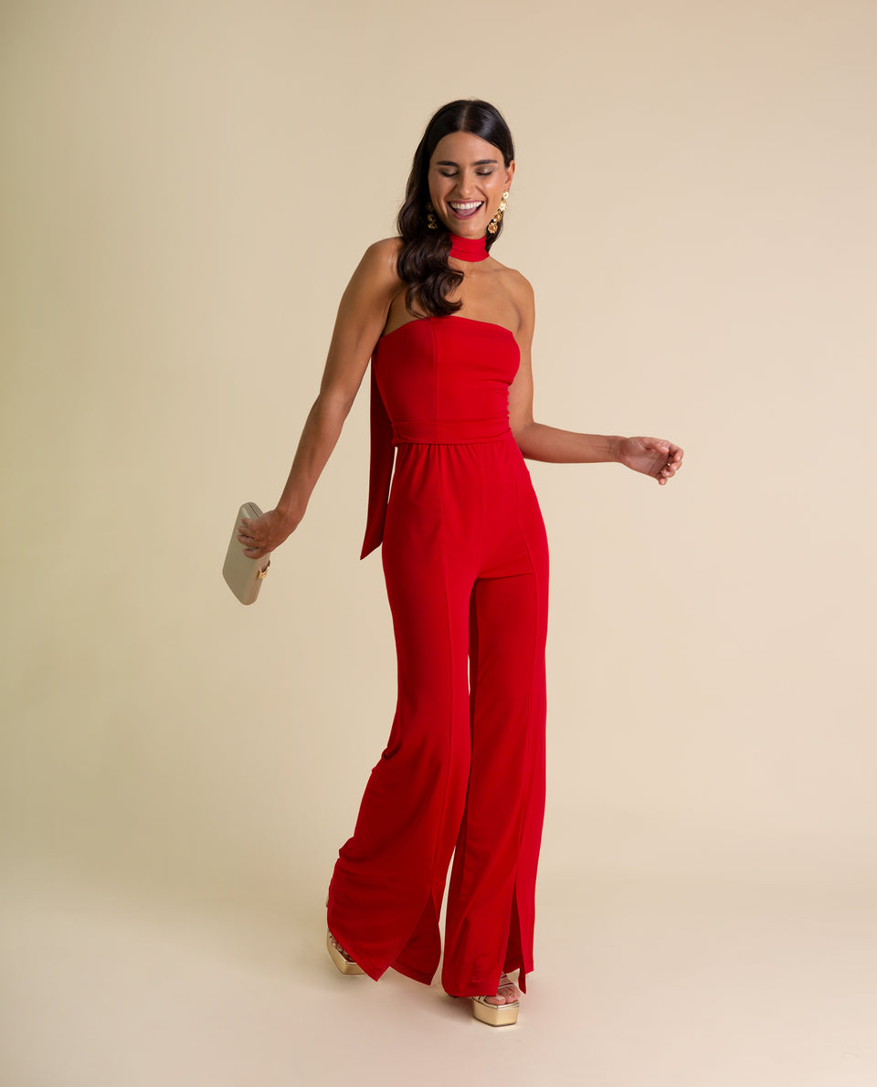 Mono Rojo de Palabra de Honor Elegante | Invitadas THE-ARE